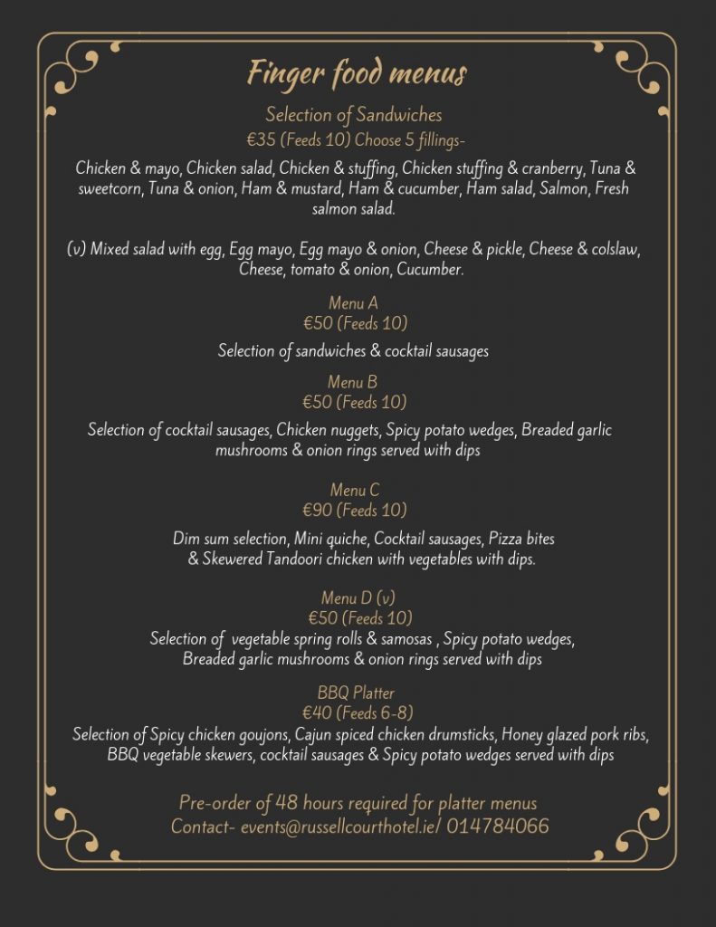 FINGER FOOD MENU '19 - The Russell Court Hotel